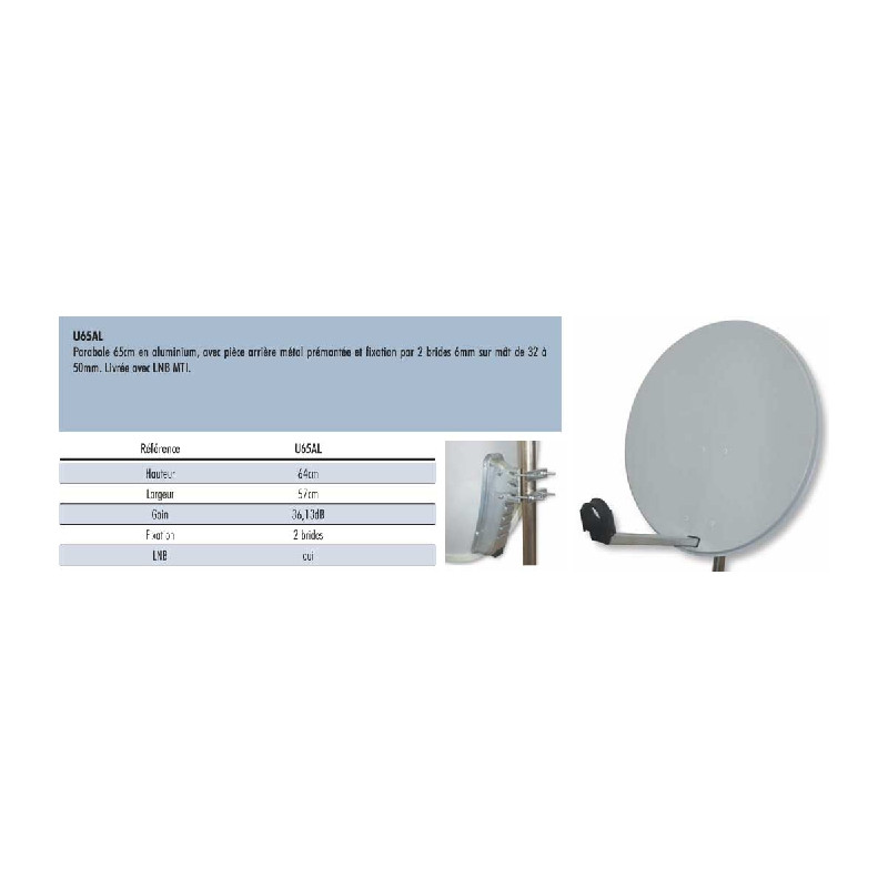 Parabole alu 65cm blanche Servimat KMA6BP